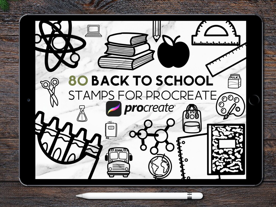 80 Procreate Back to School Stamps, Cute Doodle Brushes (commercial Use ...