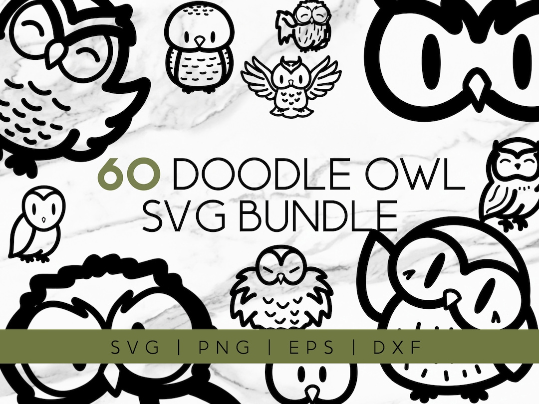 Doodle Owl SVG Bundle: 60 Kawaii Clip Art Images (digital Download) - Etsy