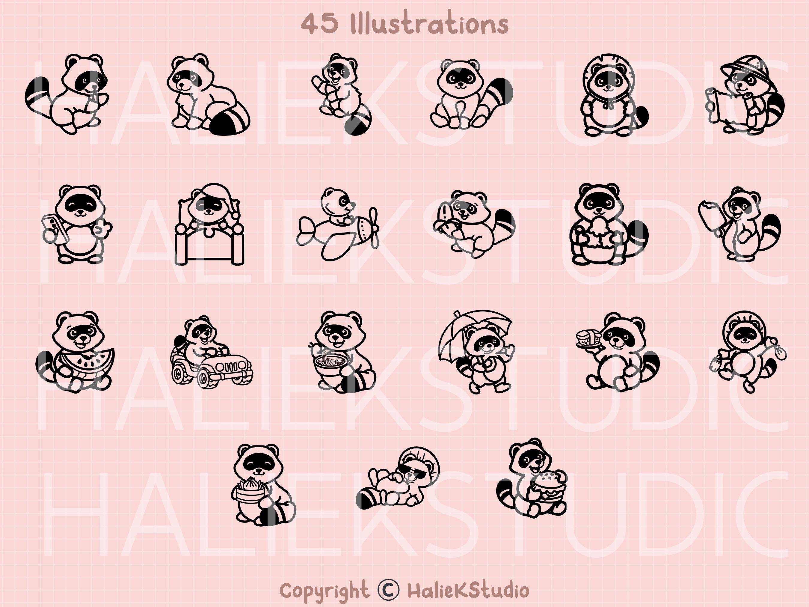 45 Tanuki SVG Bundle - Cute Kawaii or Chibi Tanuki Images in SVG, Png ...