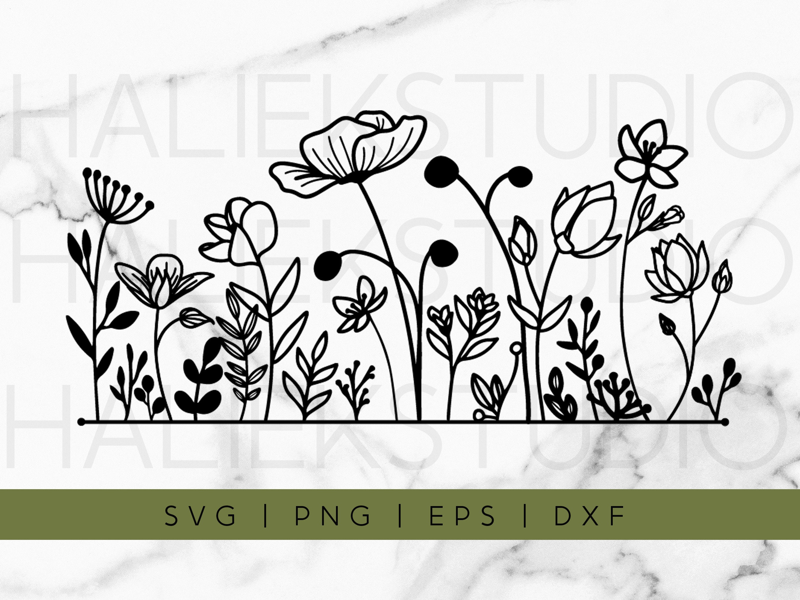 Wildflower Floral Border Svg, Flower Border Svg, Floral Frame Svg ...