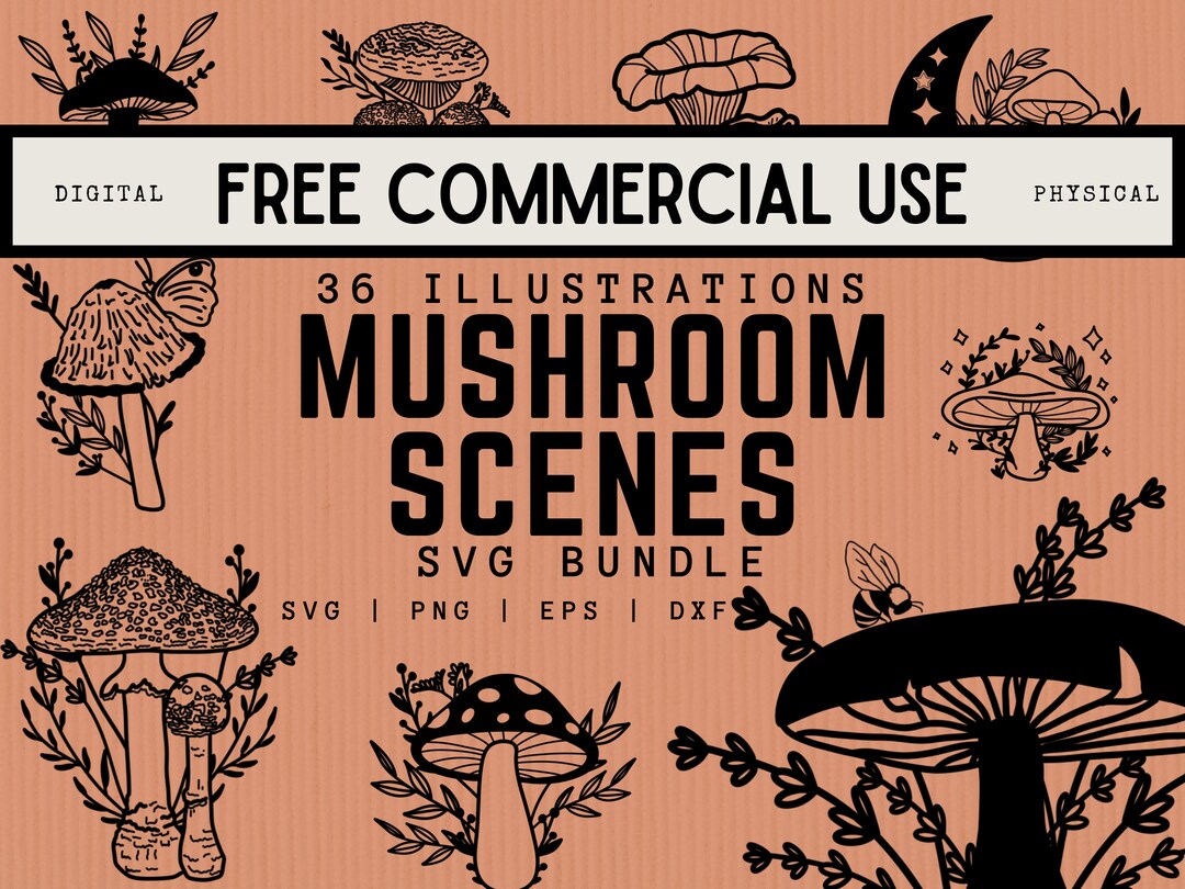 36 Mushrooms Scenes SVG Bundle - Mushroom Designs in SVG, Png, Dxf, or ...