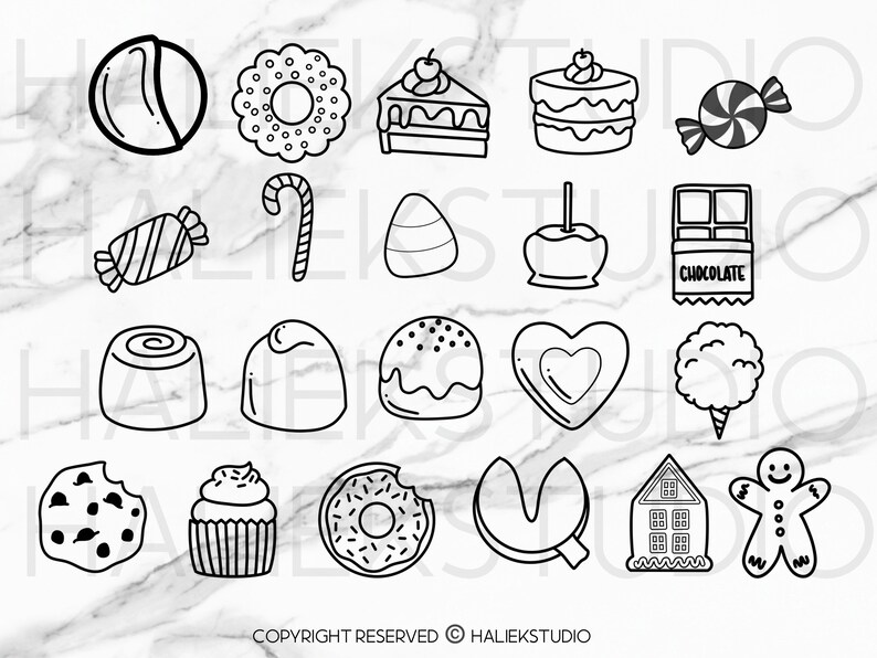 42 Sweet Treats Svg Bundle Cute Doodle Cakes Cookies Candy - Etsy