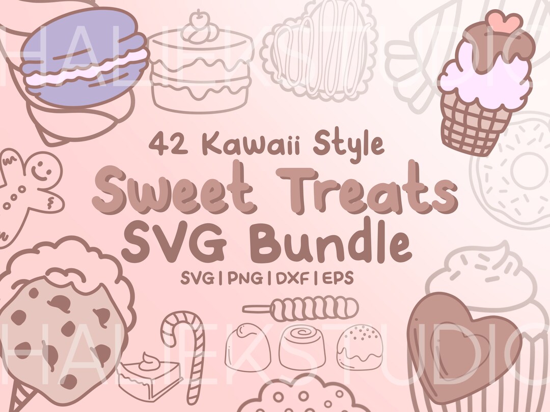 42 Sweet Treats Svg Bundle - Cute Doodle Cakes, Cookies, Candy Images ...