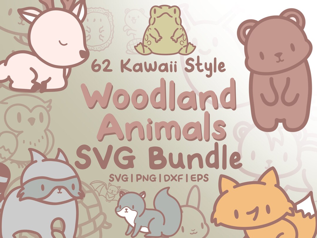 62 Woodland Animals Svg Bundle - Cute Kawaii Style Forest Animal Images ...