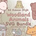62 Woodland Animals Svg Bundle Cute Kawaii Style Forest - Etsy