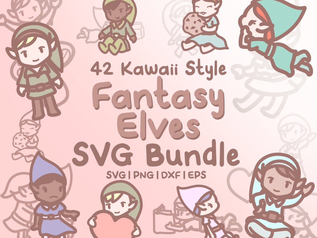 42 Kawaii Elf SVG Clipart Bundle – Fantasy Elves, Chibi Style (digital ...