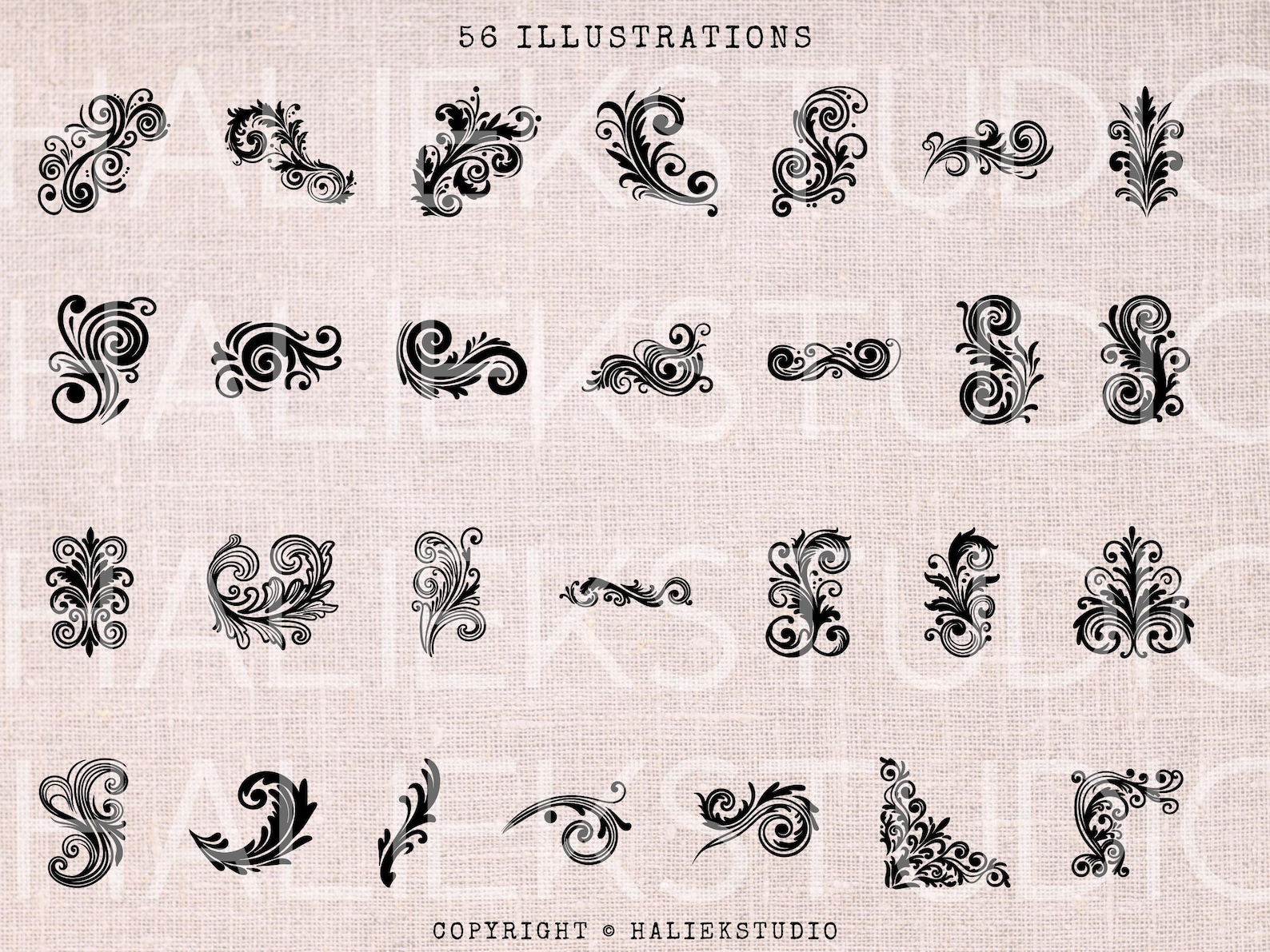 56 Filigree SVG Bundle - Ornamental Scroll Art Images - With Free ...