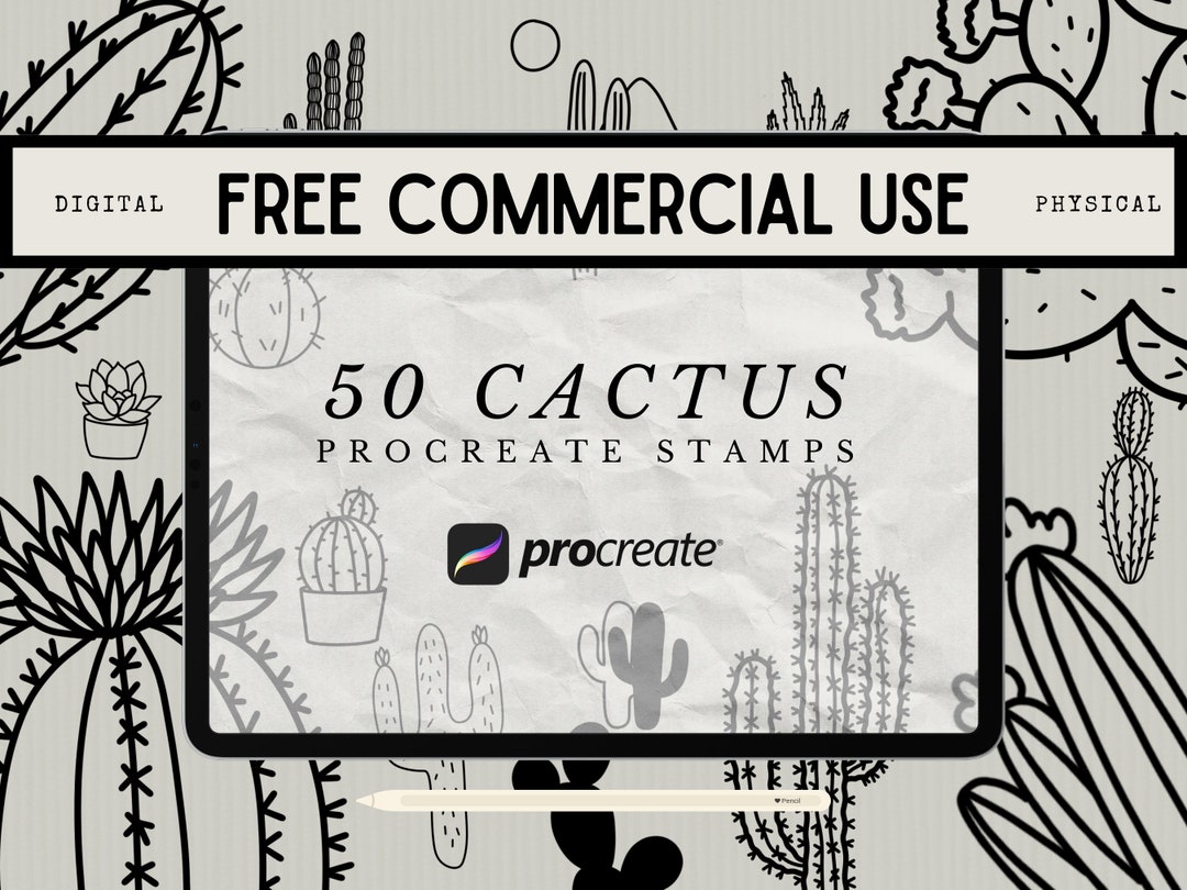 50 Procreate Cactus Stamps Brush Set: Boho Succulents (digital Download ...