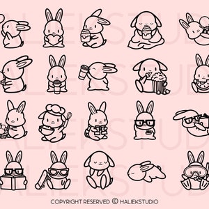 44 Cute Bunnies Svg Bundle - Cute Kawaii or Chibi Bunny Images in SVG ...