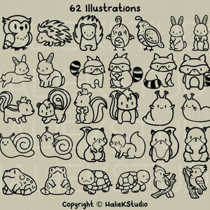 62 Woodland Animals Svg Bundle - Cute Kawaii Style Forest Animal Images ...