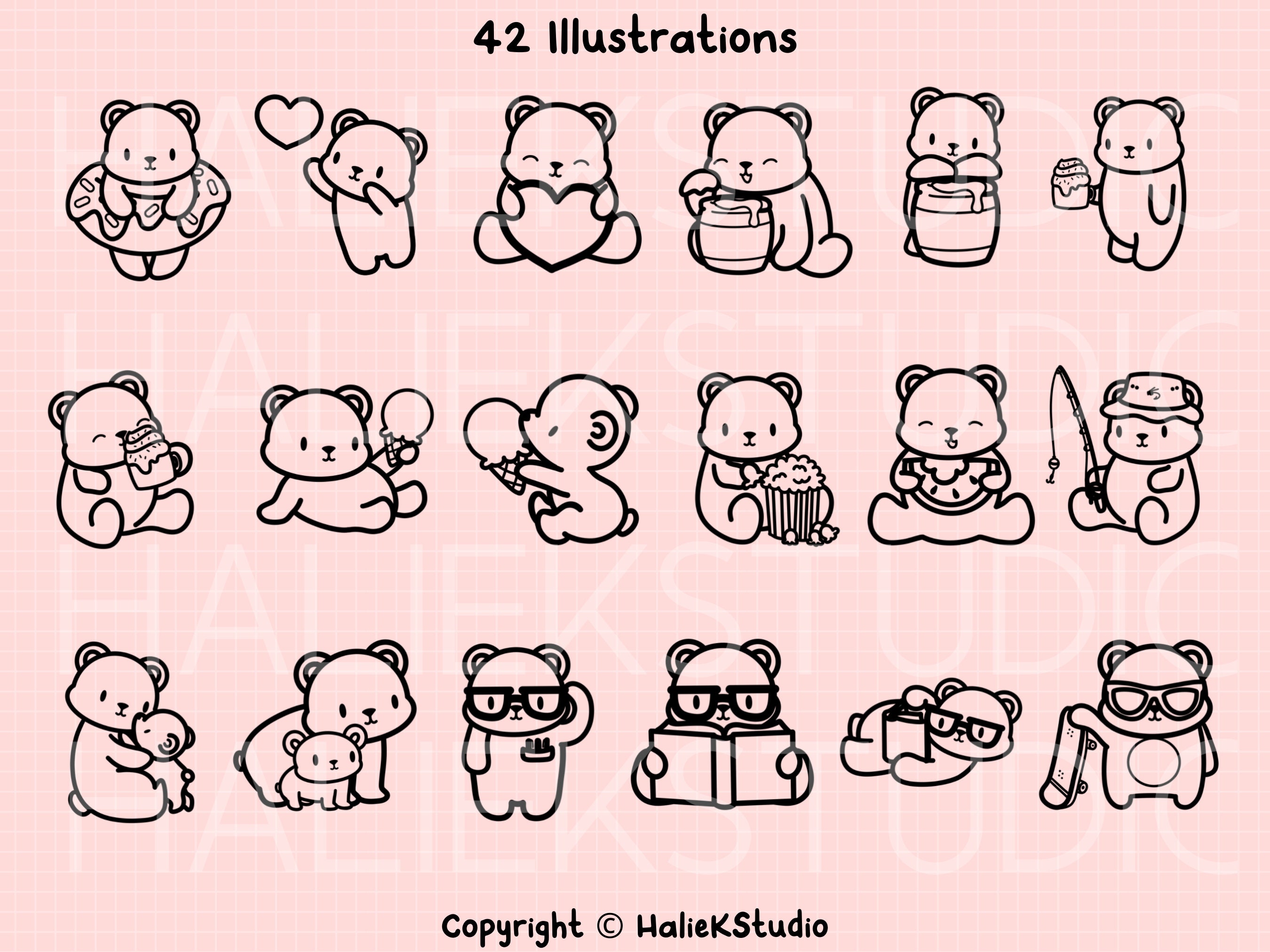 42 Bears Svg Bundle Cute Kawaii Style Bear Images in SVG - Etsy