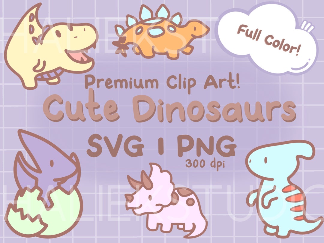 43 Cute Dinosaurs Premium Clip Art Cute Kawaii or Chibi Dinosaur Images ...