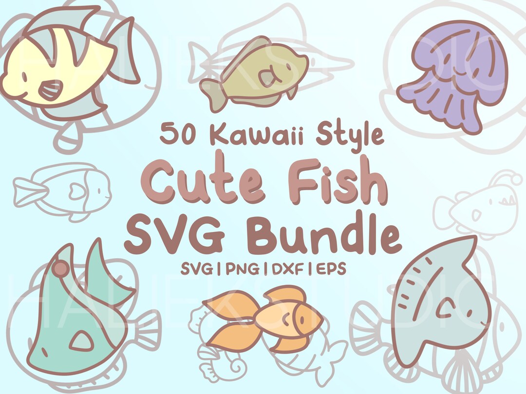 50 Cute Fish Svg Bundle - Cute Kawaii Style Fish Images in SVG, Png ...