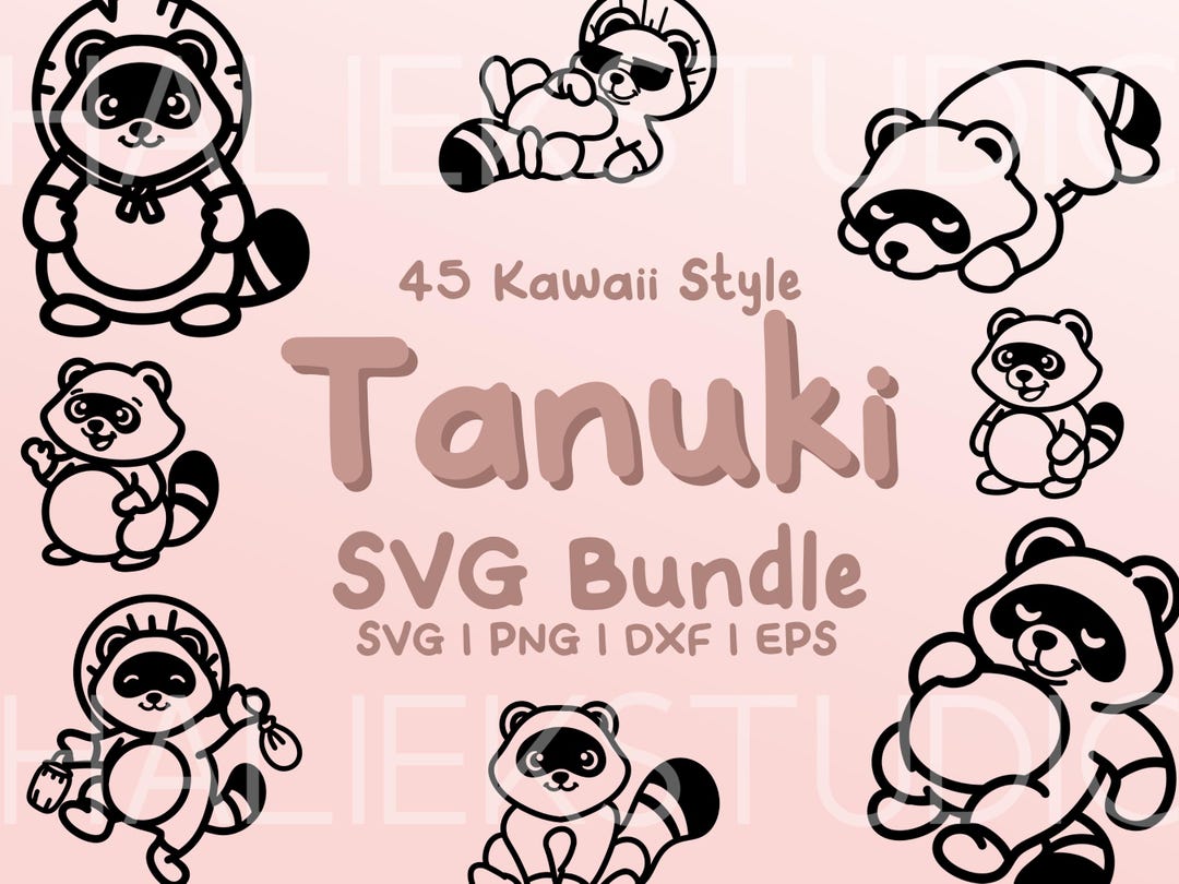 Kawaii Tanuki SVG Bundle – 45 Chibi Clipart Illustrations (digital ...