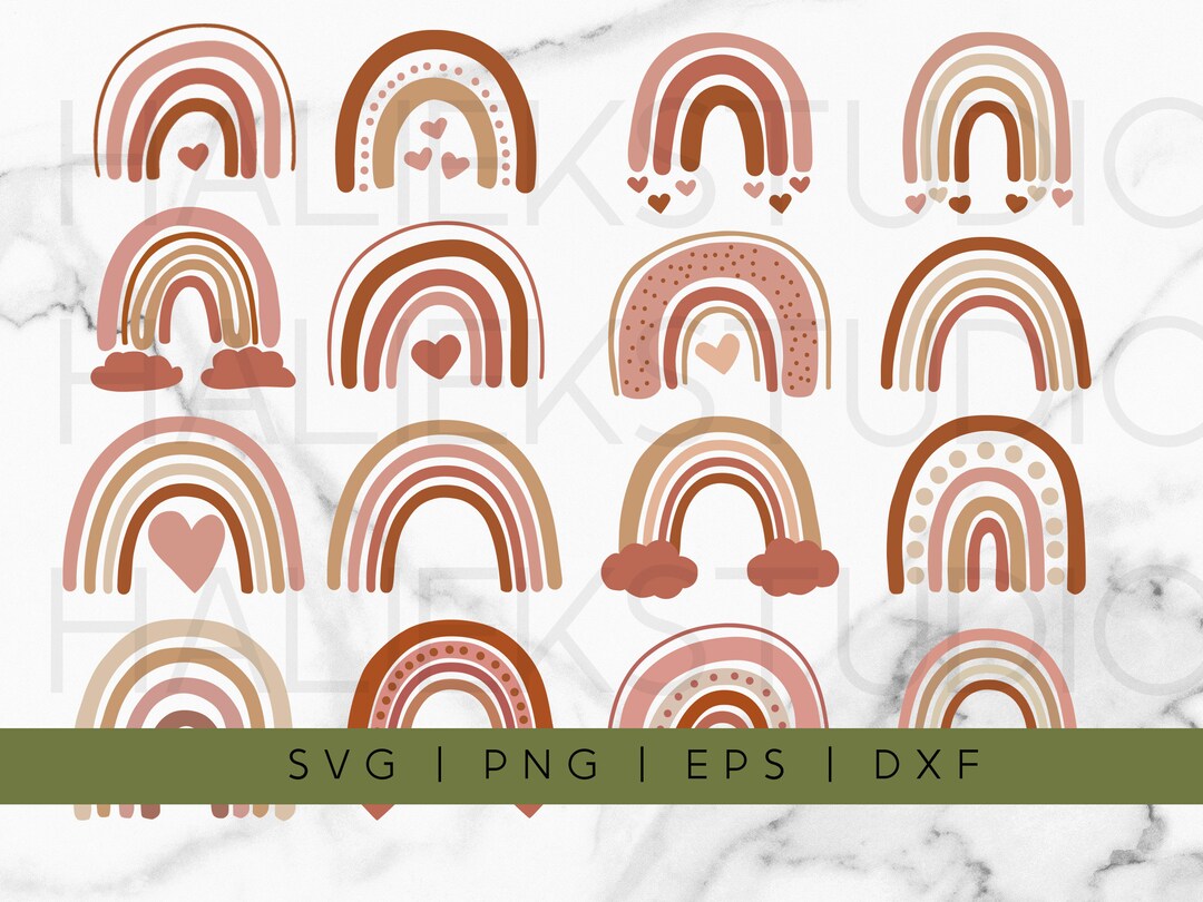 16 Earthy Pink Boho Rainbow Svg, Boho Rainbow Clipart, Rainbow Cricut ...