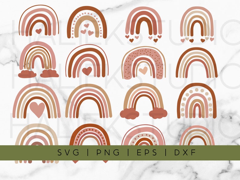 16 Earthy Pink Boho Rainbow Svg, Boho Rainbow Clipart, Rainbow Cricut ...