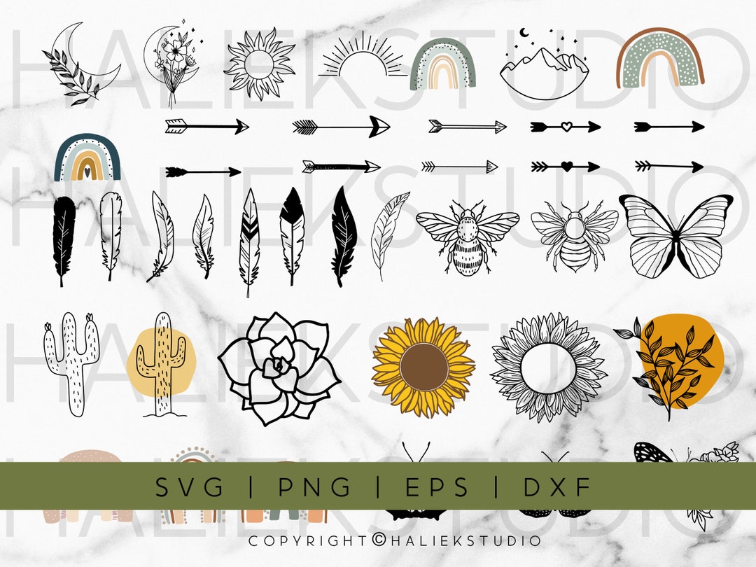 102 Boho Elements SVG Bundle - Boho Style Svg Files/cut Files for ...