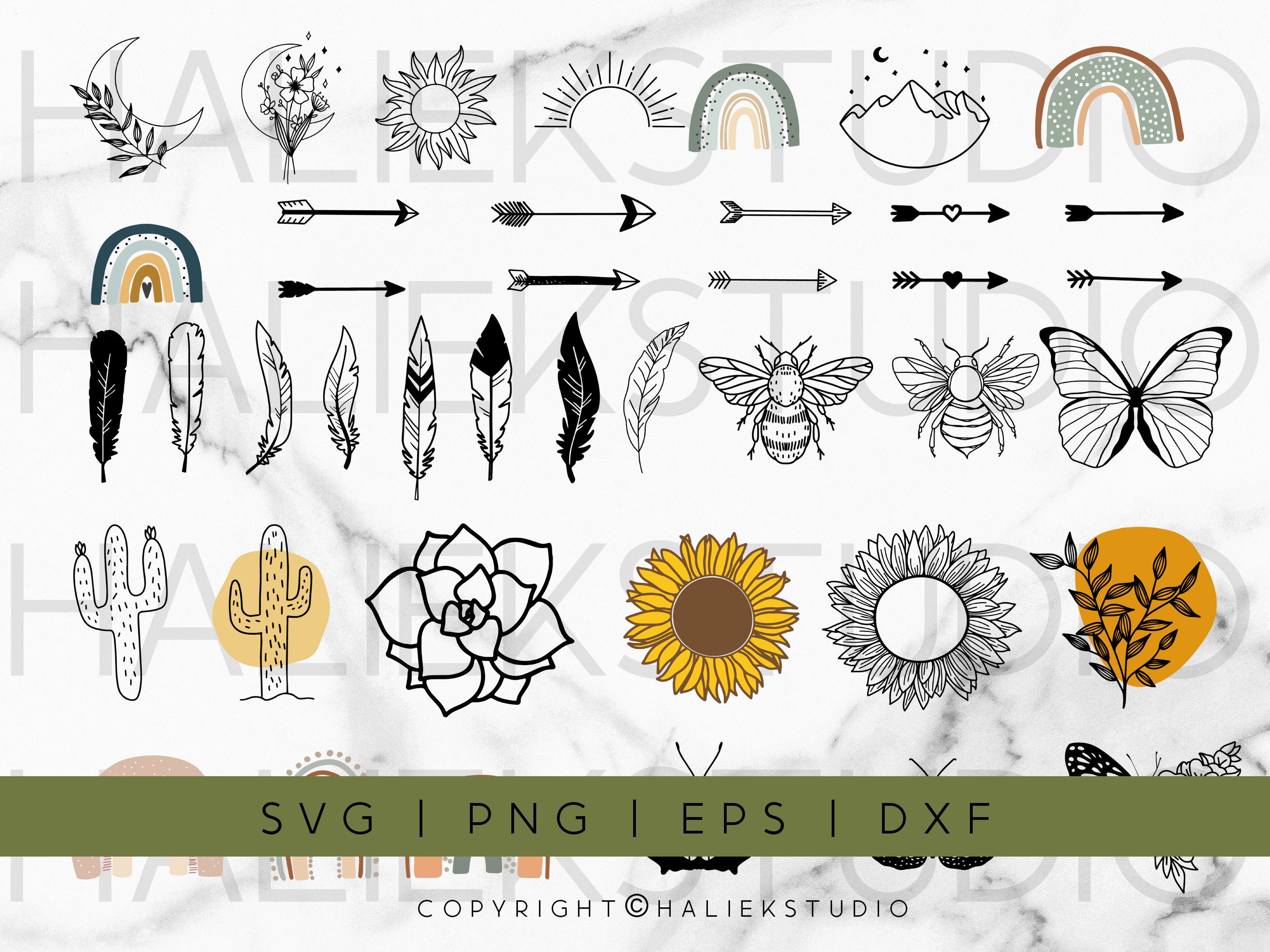 102 Boho Elements SVG Bundle Boho Style Svg Files/cut Files - Etsy