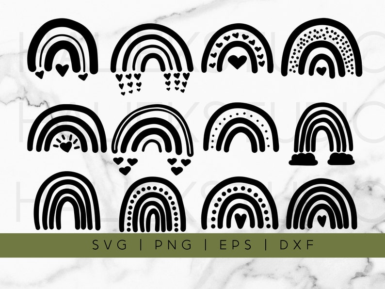 12 Boho Rainbow Svg Bundle Images in SVG, Png, Dxf, or Eps Files to Use ...
