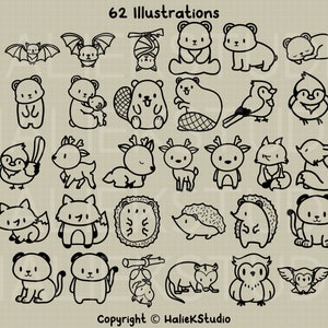 62 Woodland Animals Svg Bundle - Cute Kawaii Style Forest Animal Images ...