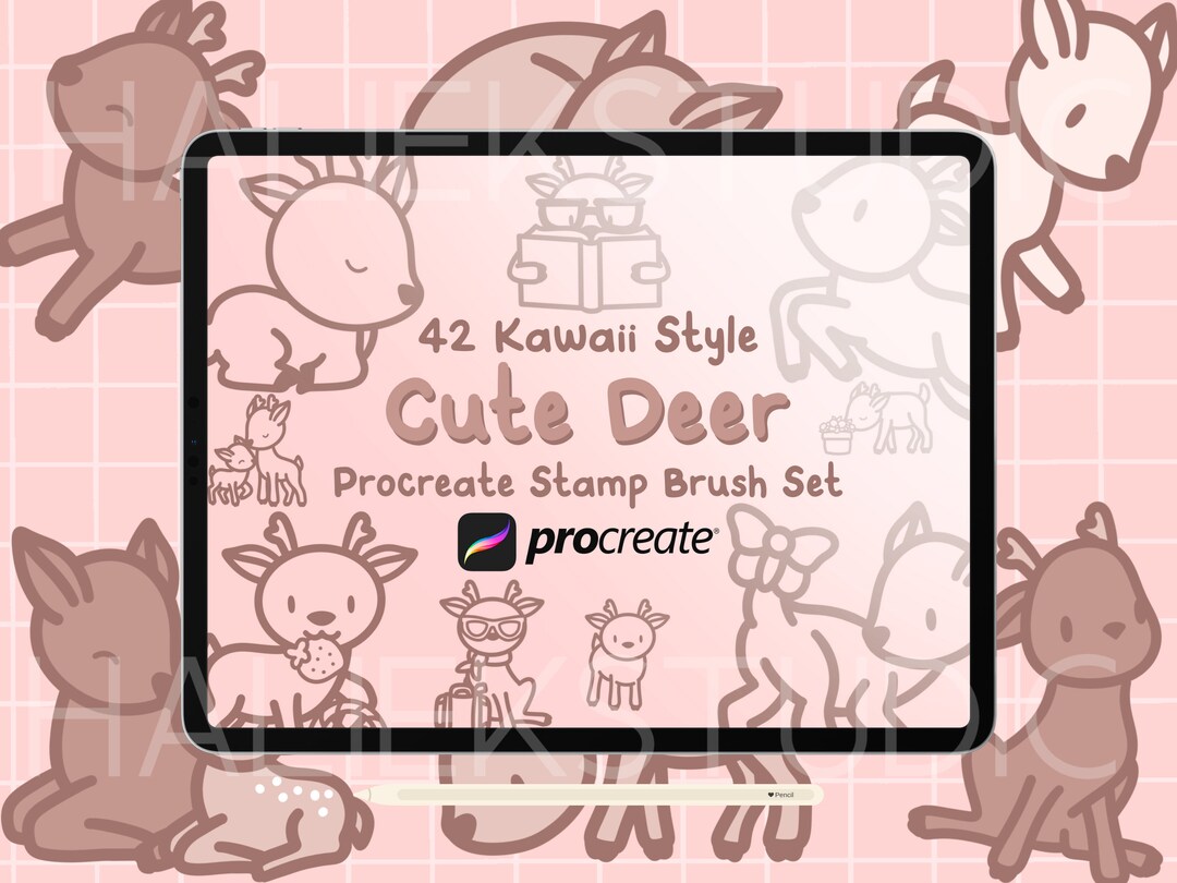 42 Procreate Cute Deer Procreate Stamps Brush Set - Cute Kawaii Style ...