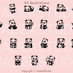 45 Pandas SVG Bundle - Cute Kawaii or Chibi Panda Images in SVG, Png ...