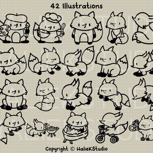 42 Cute Foxes Svg Bundle - Cute Kawaii or Chibi Foxes in SVG, Png, Dxf ...