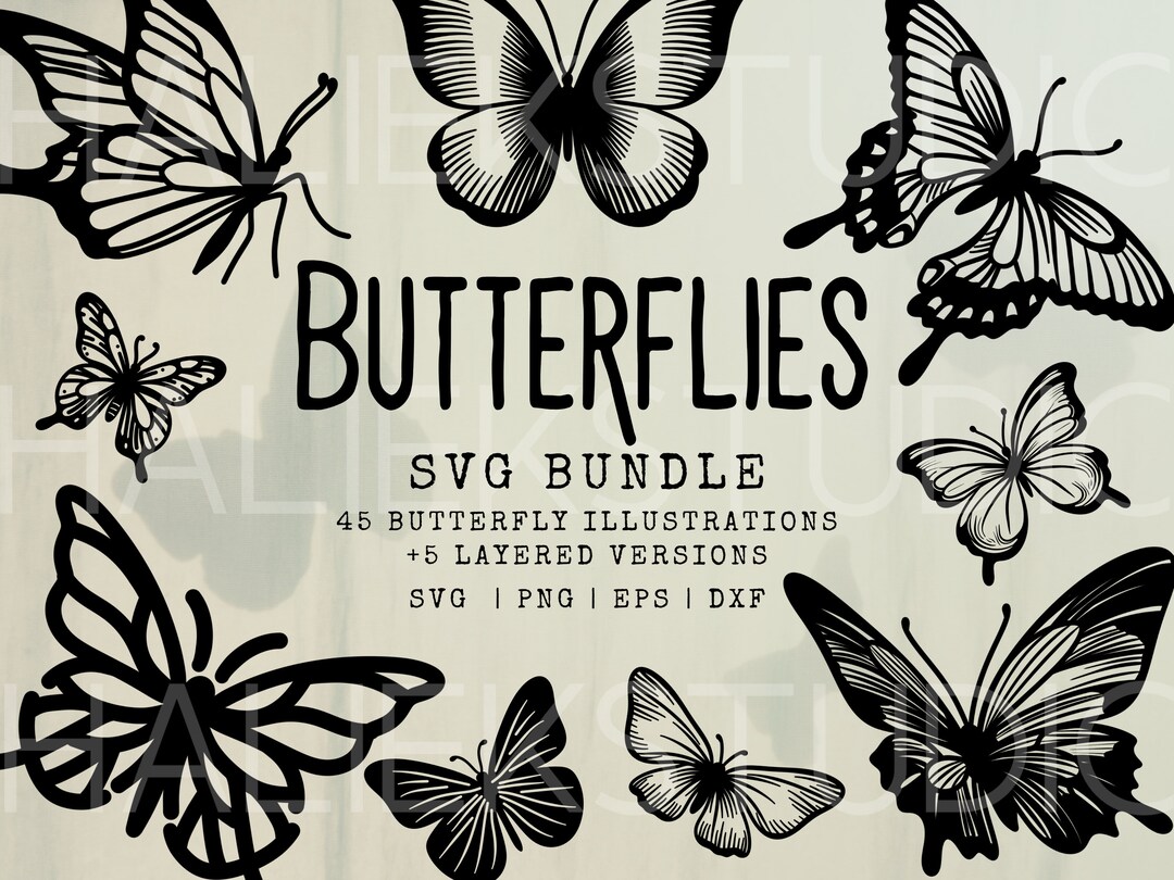 45 Butterflies SVG Bundle - With 5 Layered Butterfly Svgs Images in SVG ...