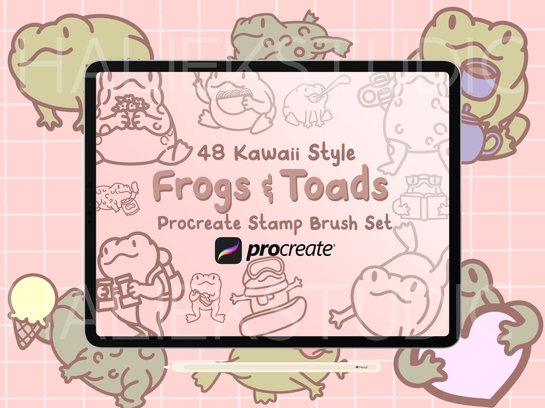 48 Kawaii Frogs & Toads Procreate Stamps Brush Set - Etsy