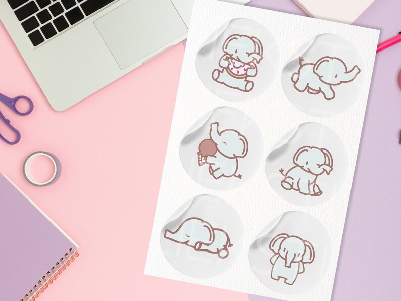 43 Cute Elephants SVG Bundle - Cute Kawaii or Chibi Elephants Images in ...
