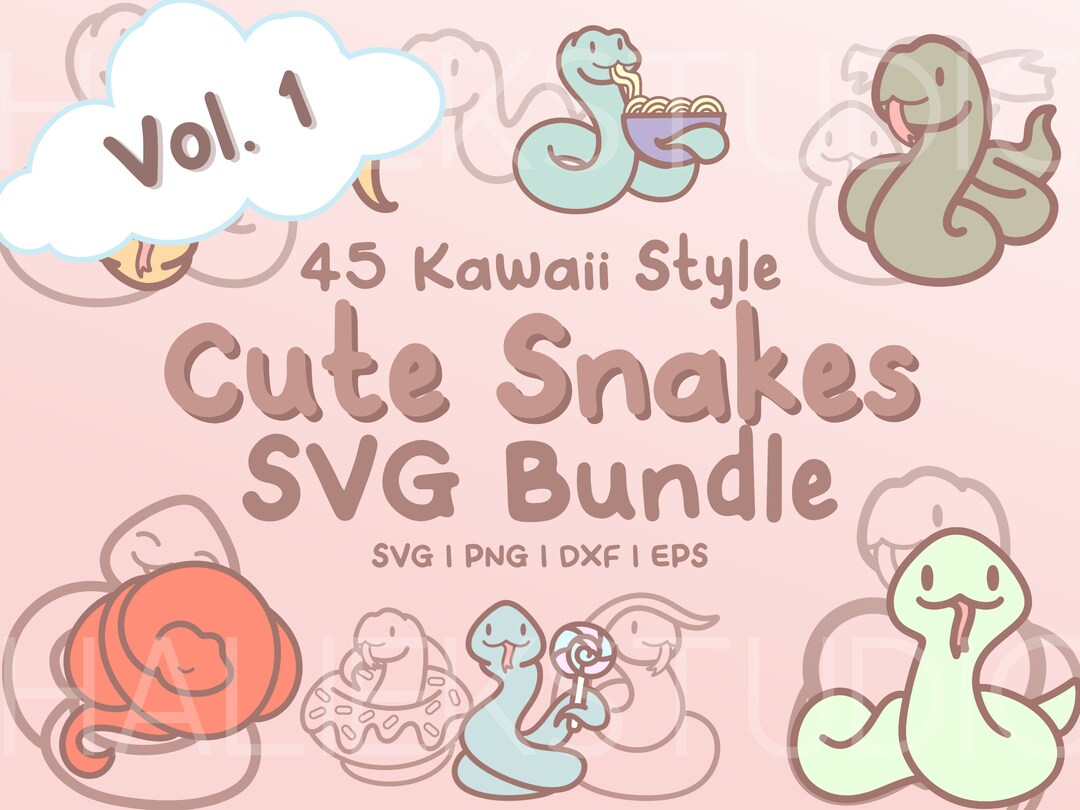 45 Cute Snakes SVG Bundle - Cute Kawaii or Chibi Snake Images in SVG ...