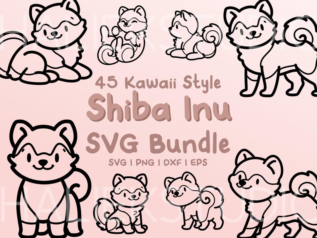 45 Shiba Inu Dogs SVG Bundle - Cute Kawaii or Chibi Shiba Inu Dog ...