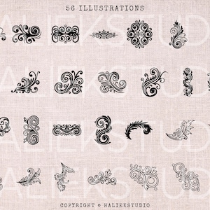 56 Filigree SVG Bundle - Ornamental Scroll Art Images - With Free ...