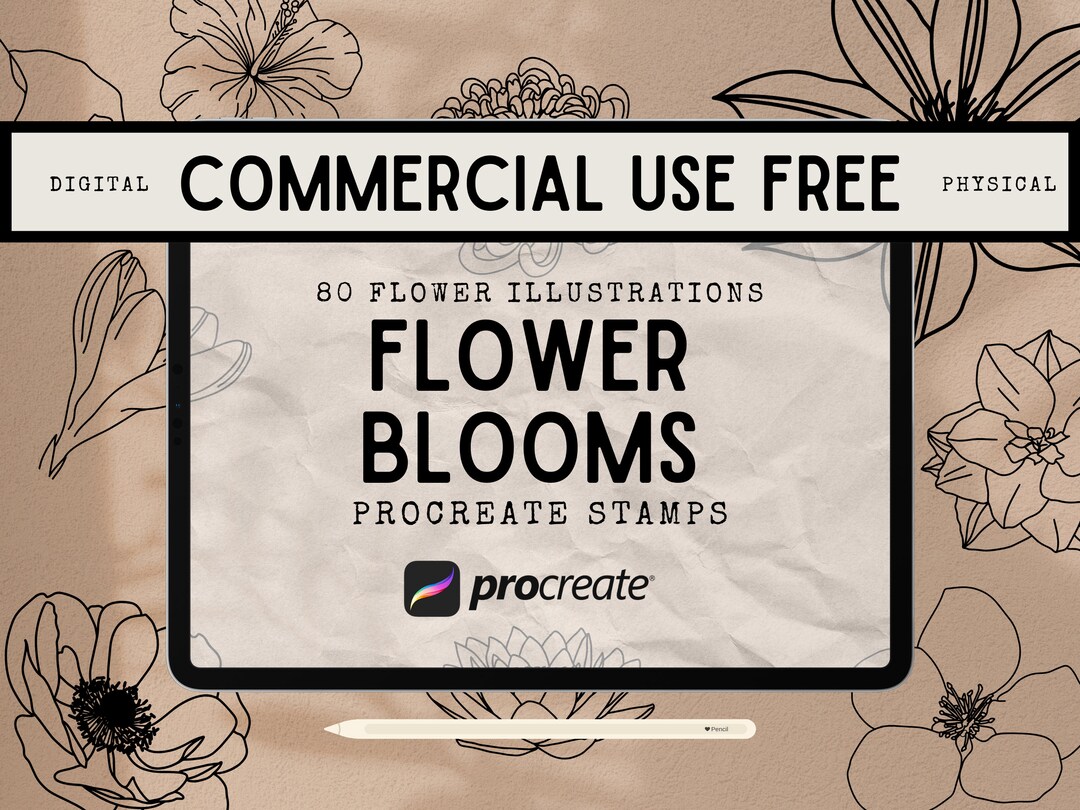 Procreate Flower Bloom Stamps - 80 Flower Bloom Image Stamps Made for Procreate - Free ...