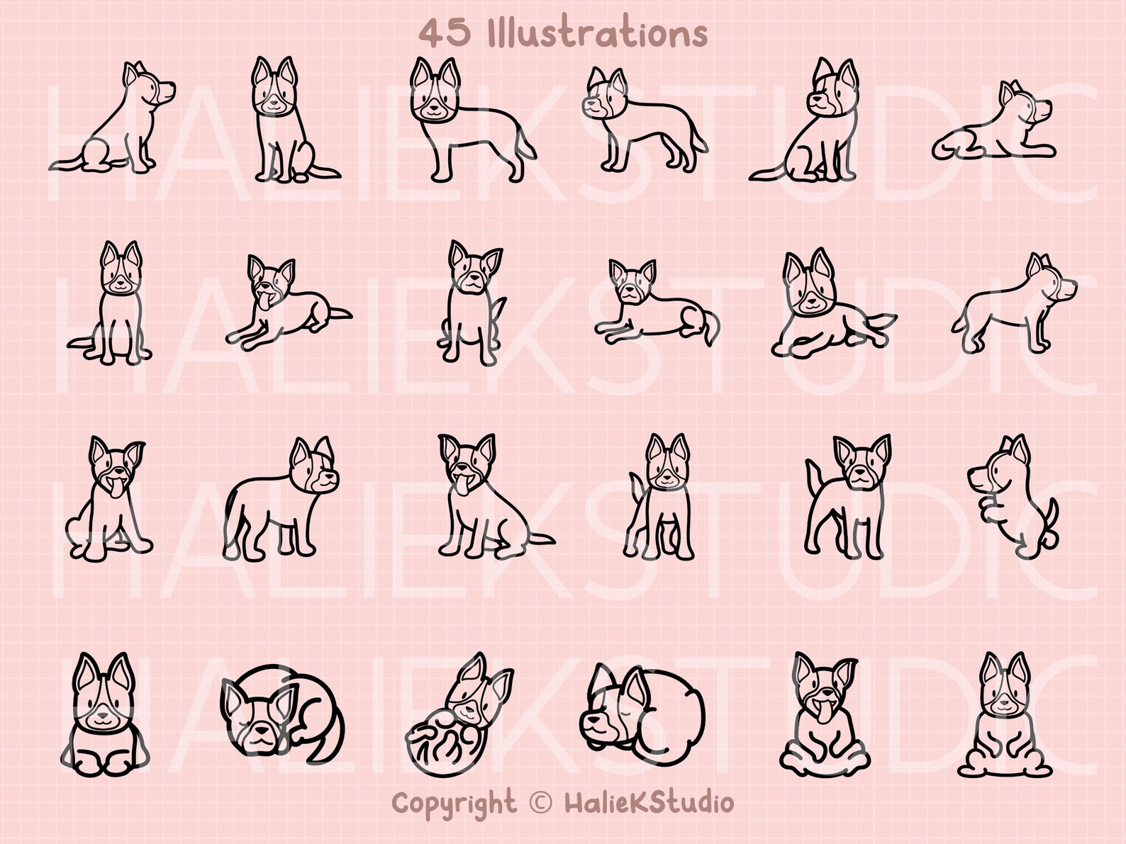 45 Cute Heelers SVG Bundle - Cute Kawaii or Chibi Blue Heeler Images in ...