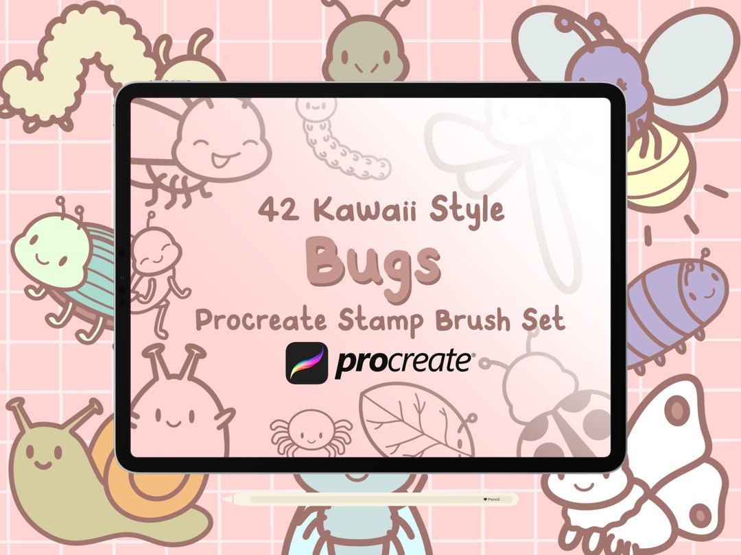 42 Procreate Bugs Stamps Brush Set - Cute Kawaii Style Insects ...