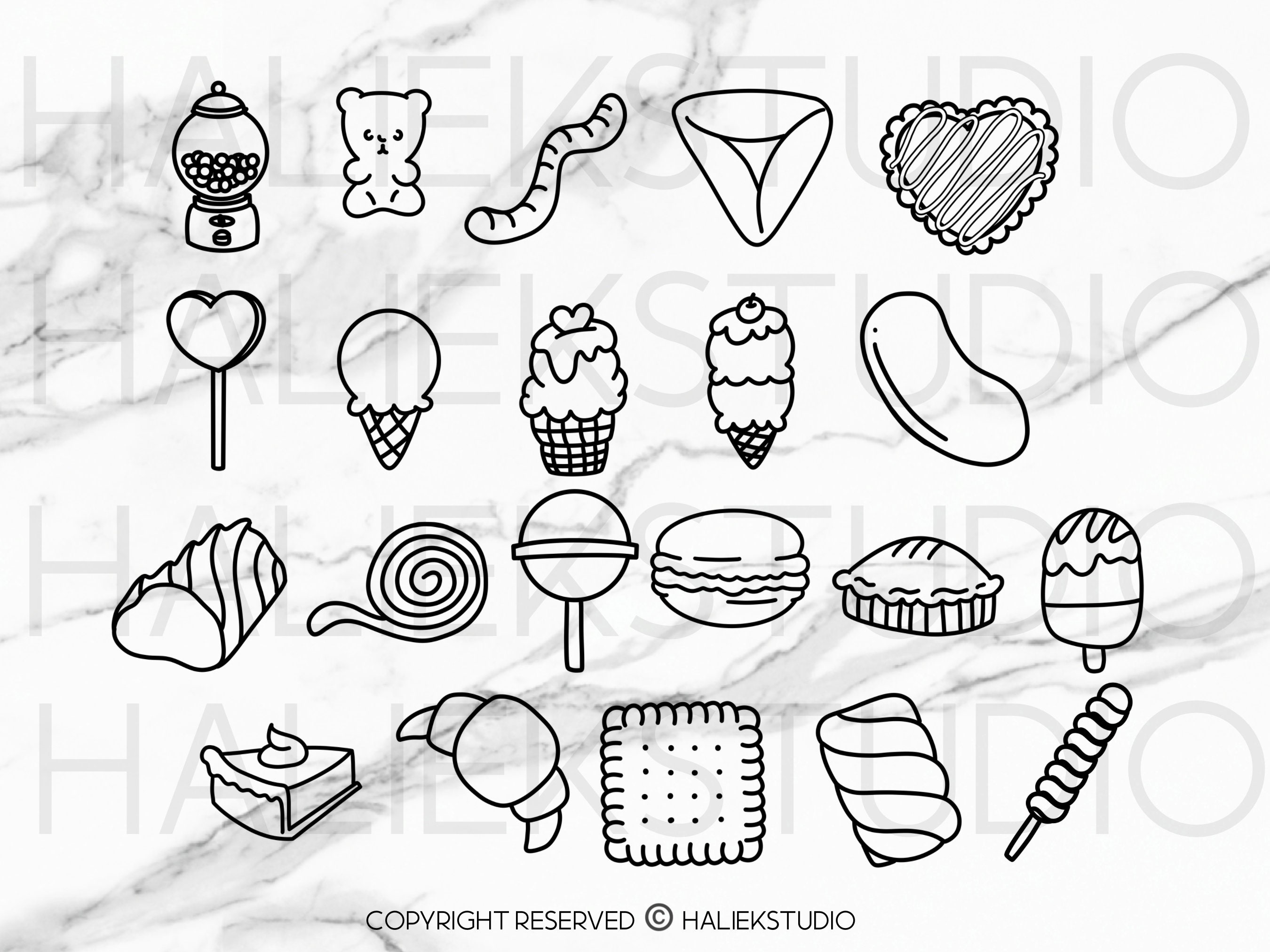 42 Sweet Treats Svg Bundle Cute Doodle Cakes Cookies Candy - Etsy