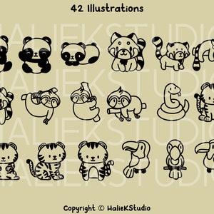 42 Jungle Animals Svg Bundle - Cute Kawaii Style Safari Animal Images ...