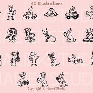 45 Cute Great Danes SVG Bundle - Cute Kawaii or Chibi Great Dane Images ...