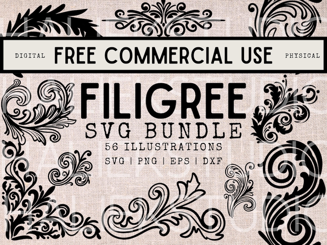 56 Filigree SVG Bundle - Ornamental Scroll Art Images - With Free ...