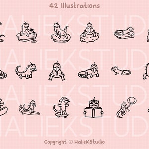 42 Cute Iguanas SVG Bundle - Cute Kawaii or Chibi Iguanas Images in SVG ...