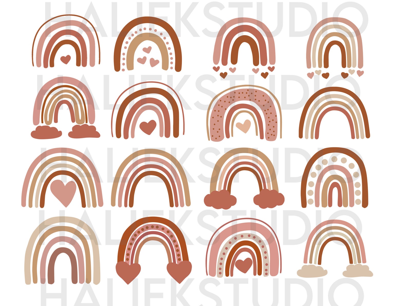 16 Earthy Pink Boho Rainbow Svg, Boho Rainbow Clipart, Rainbow Cricut ...