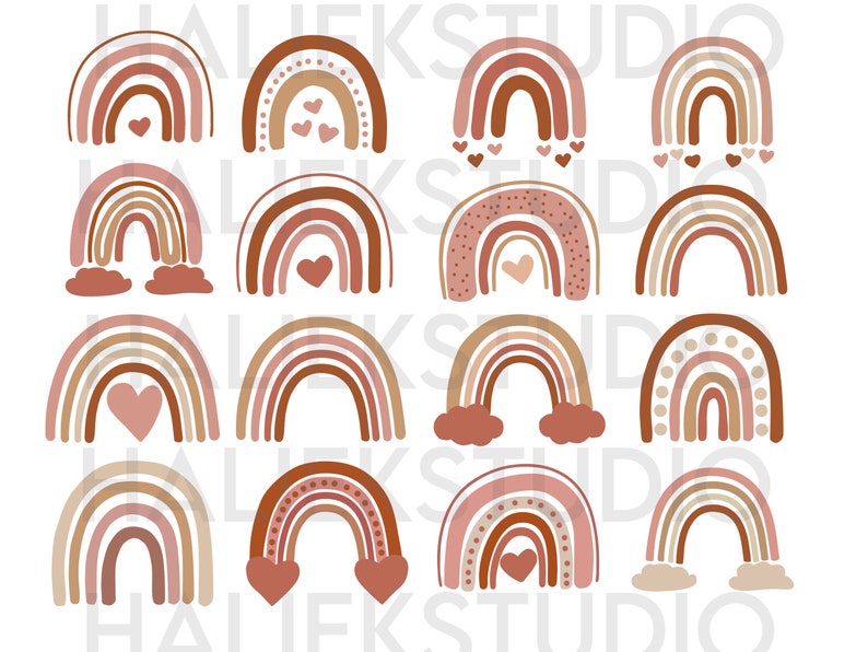 16 Earthy Pink Boho Rainbow Svg, Boho Rainbow Clipart, Rainbow Cricut ...