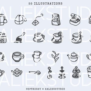 55 Cute Tea Time SVG Bundle - Cute Tea Cup and Teapots Themed Doodle ...
