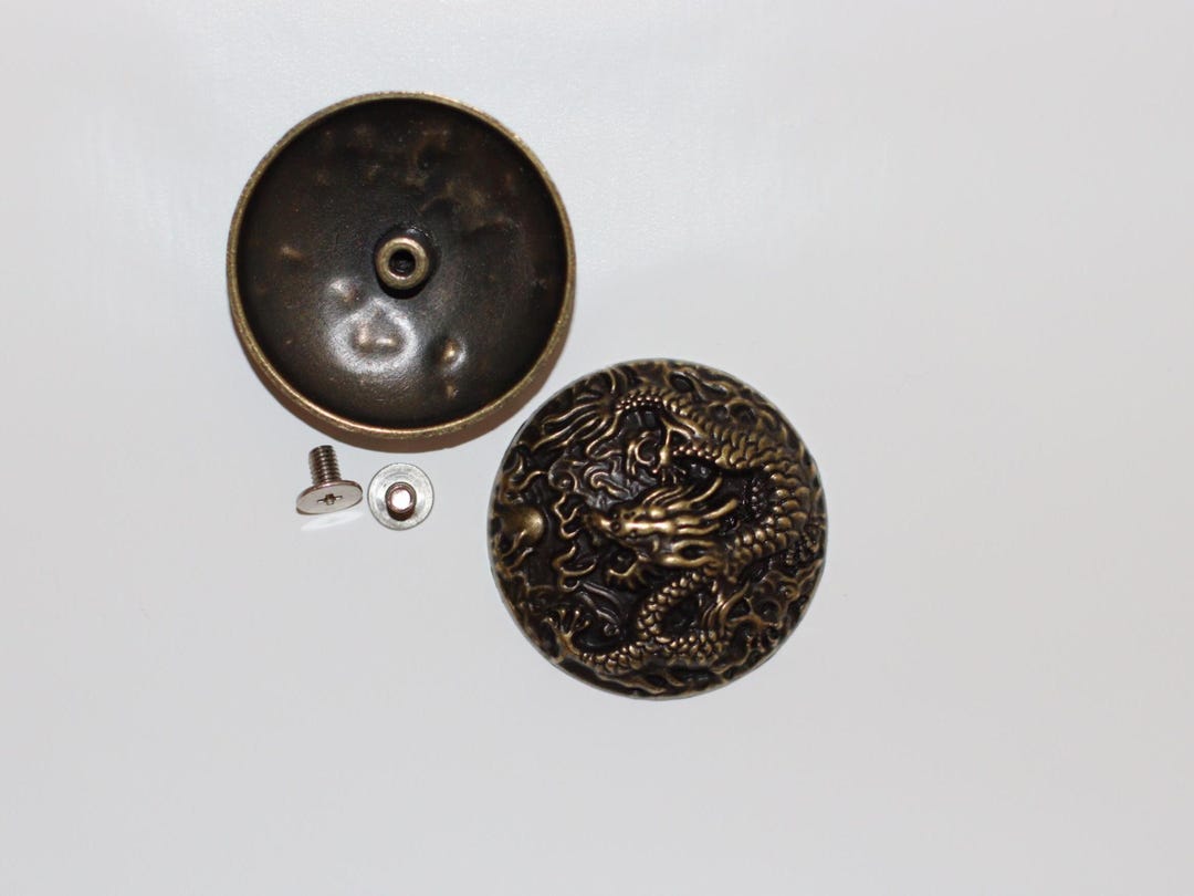 Concho Dragon Decorative Rivets Twin Pack Antique Brass 35mm With ...