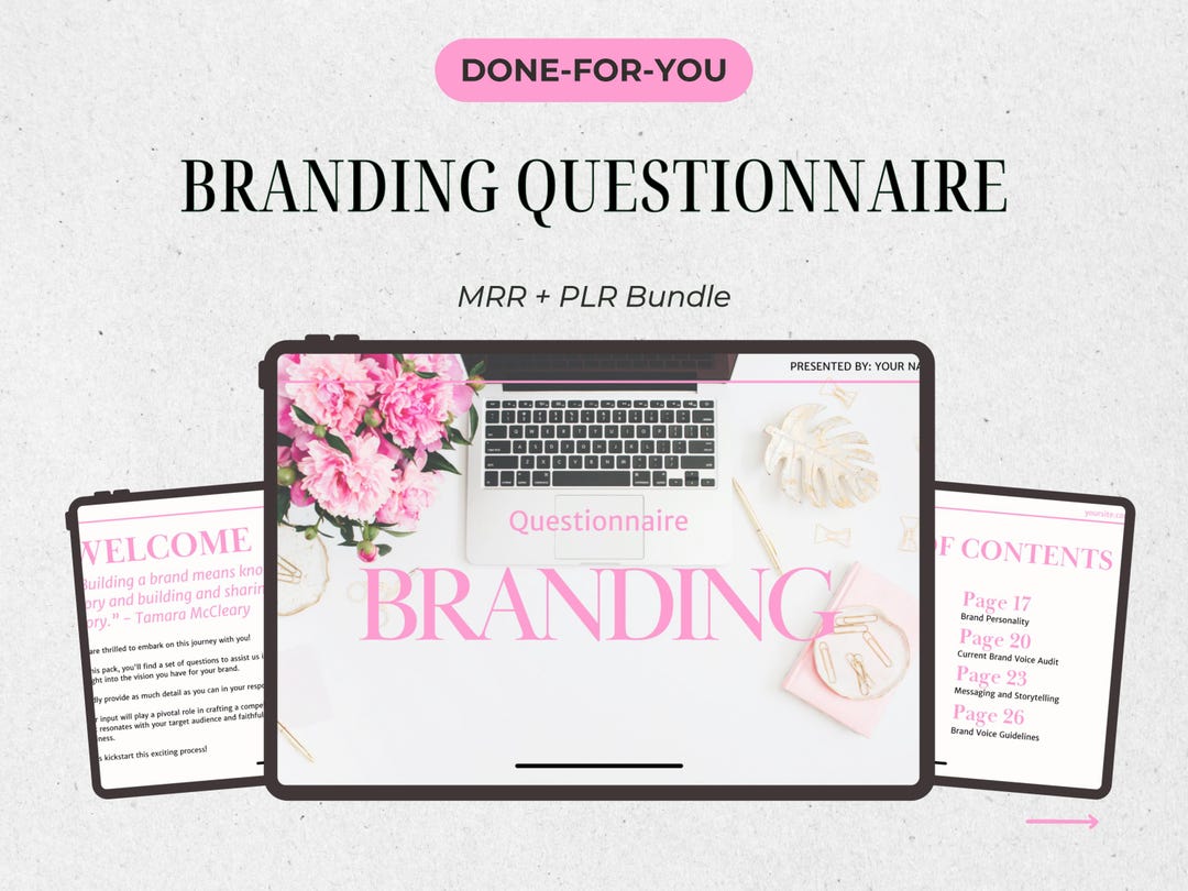 Branding Questionnaire Workbook: Resellable Brand Strategy Guide (DFY ...