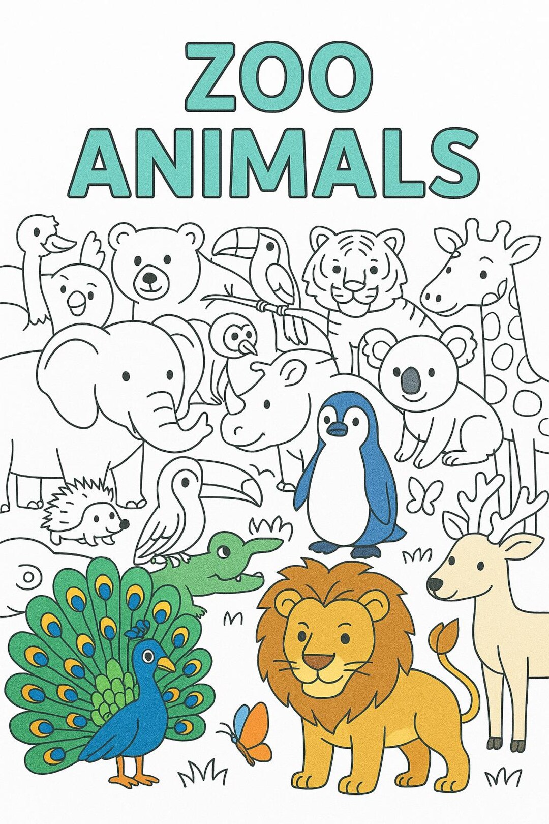 Zoo Animals Coloring Book (digital PDF, 25 Pages) - Etsy