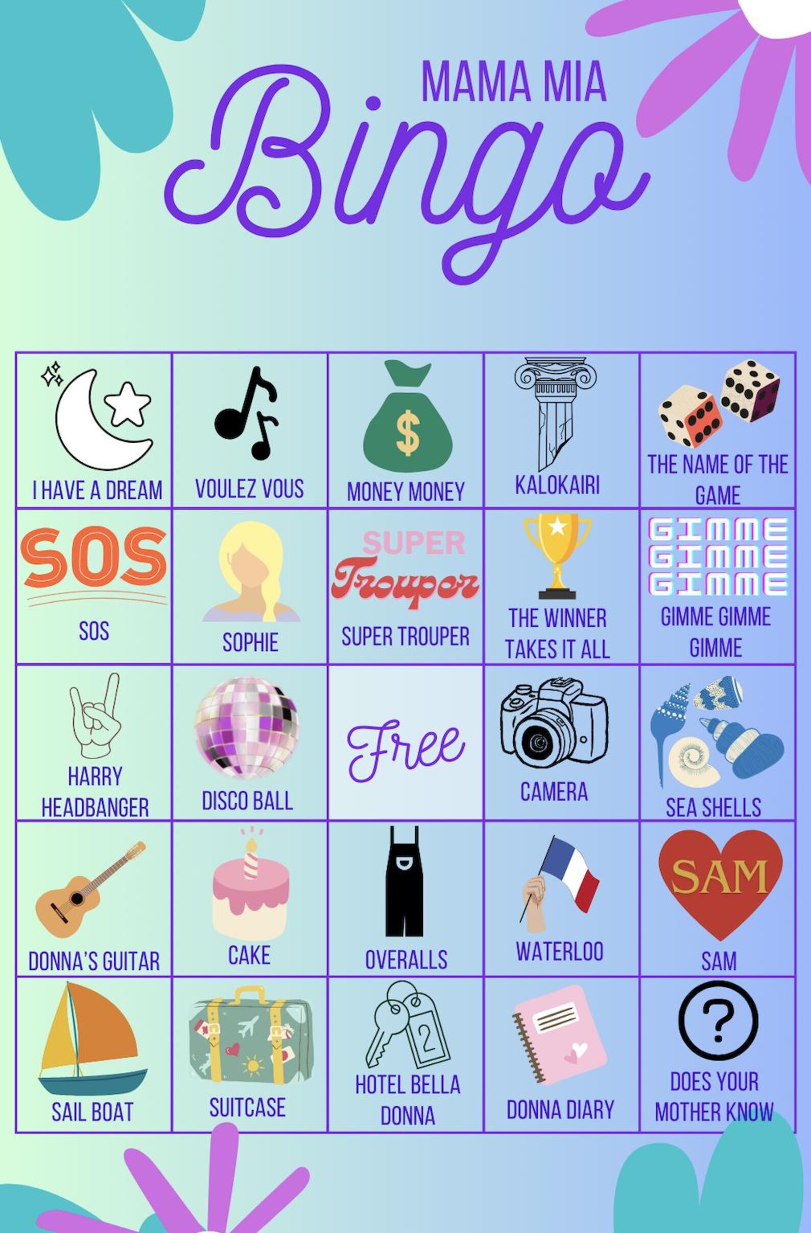 Mama Mia Bingo Set - Etsy