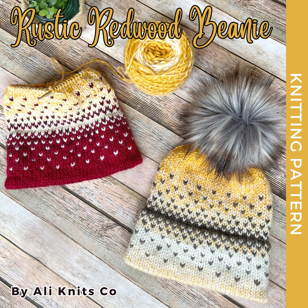 Rustic Redwood Beanie Knitting Pattern: Fair Isle Knit Hat (PDF Pattern ...