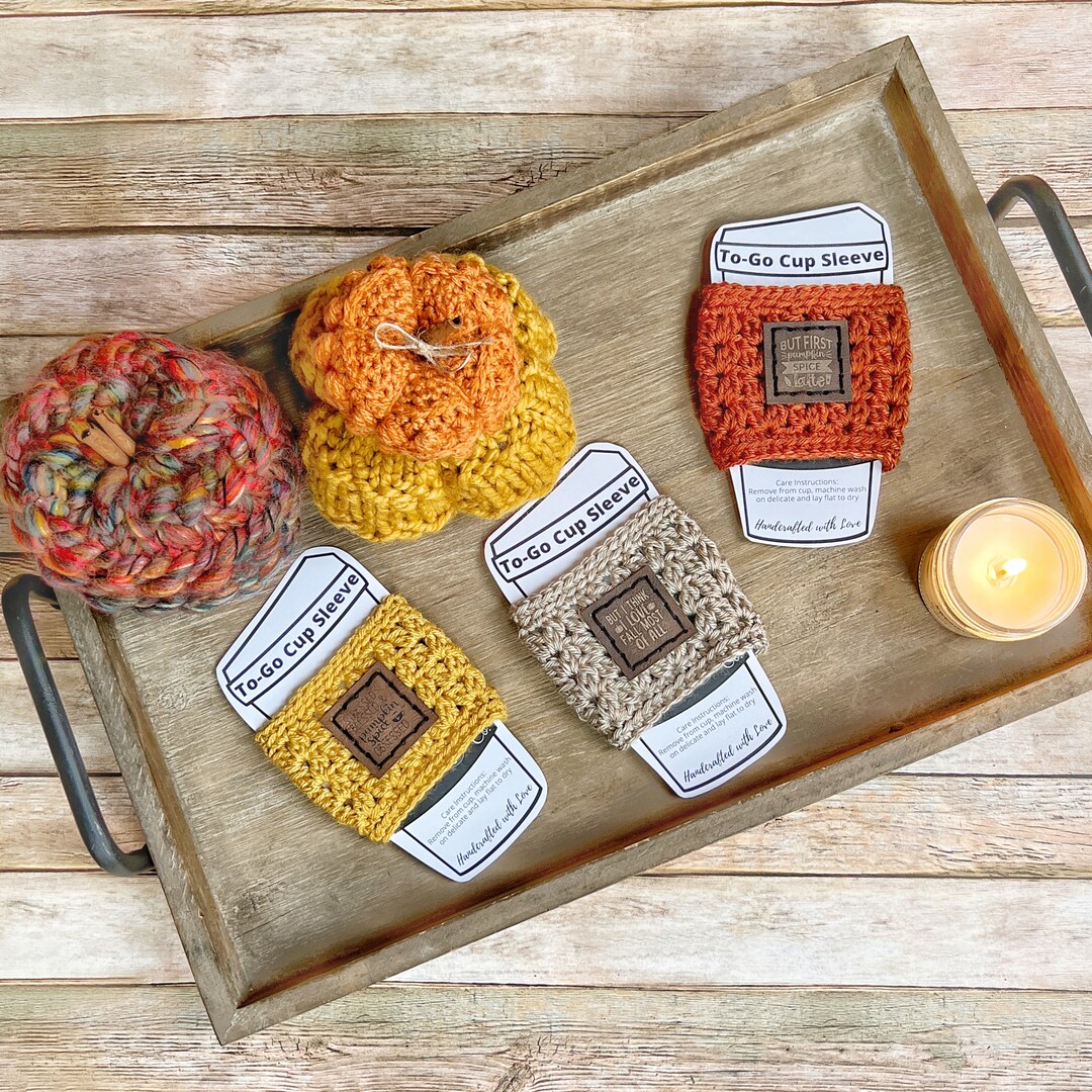 Patch To-go Cup Sleeve Hot Coffee Cup Cozy Crochet Patch Cup - Etsy